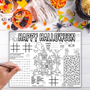 Halloween Placemat, Halloween Coloring Activity Placemat, Halloween ...