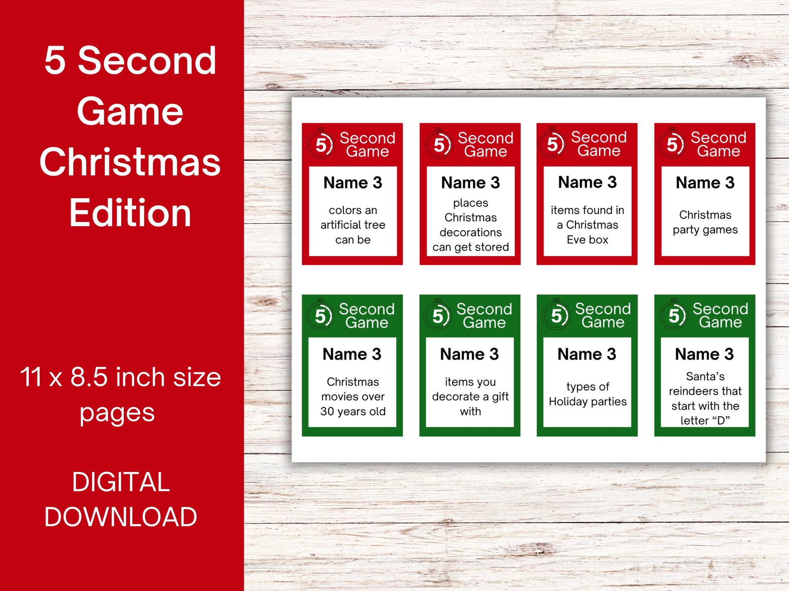 Christmas 5 Second Game, Christmas Party Game, Games for Christmas ...