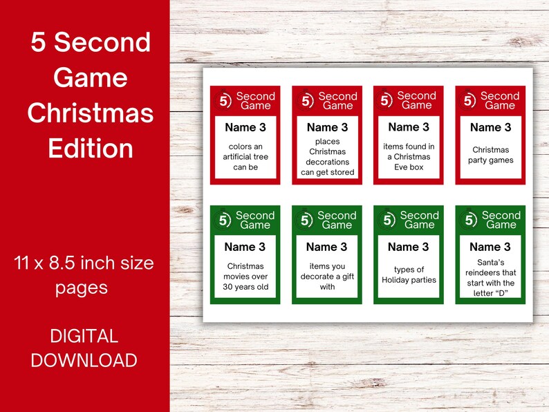 Christmas 5 Second Game, Christmas Party Game, Games for Christmas ...