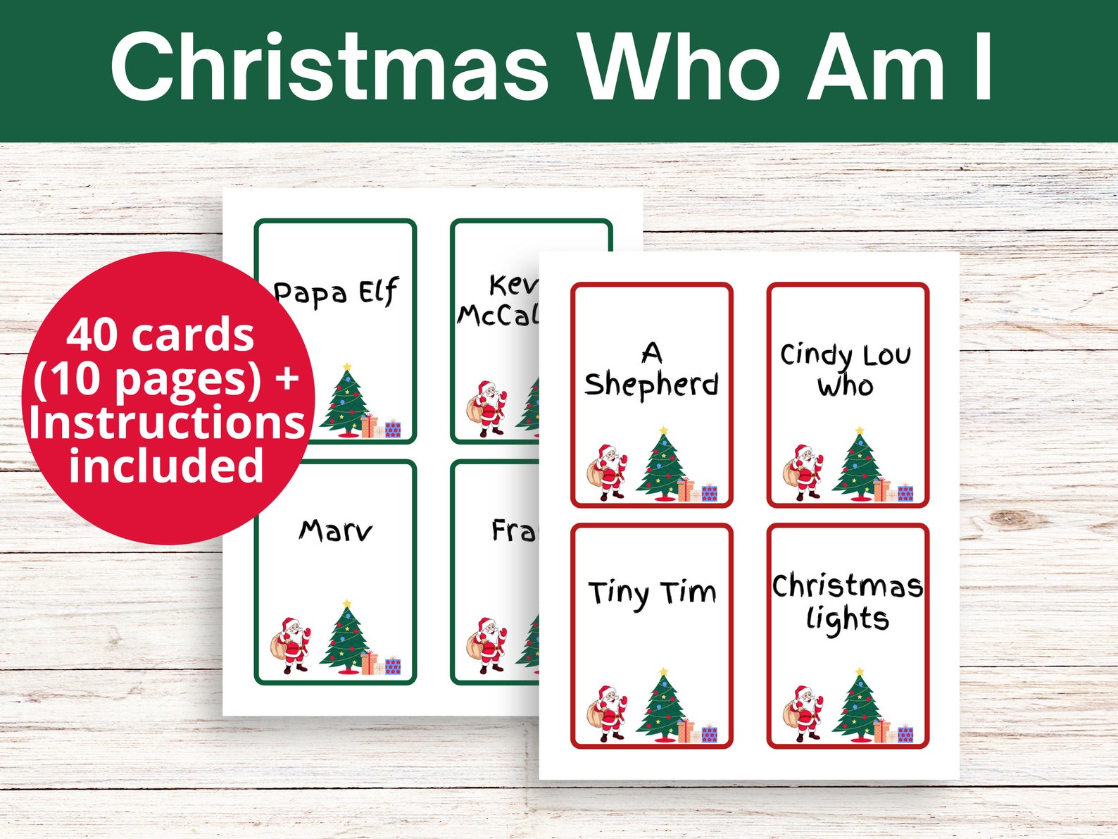 Christmas Who Am I, Christmas Party Game, Family Friendly Christmas ...