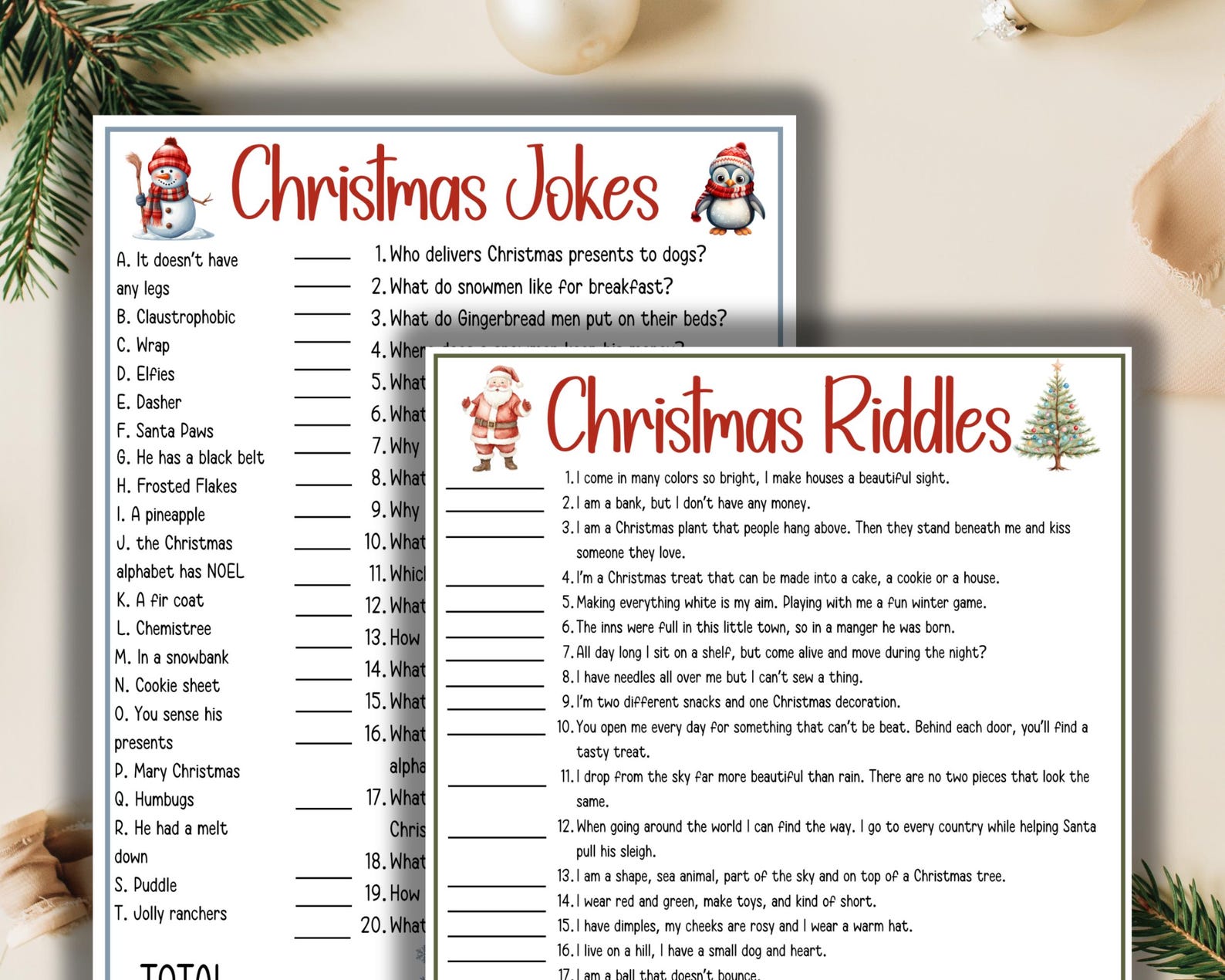 Christmas Riddles Game Christmas Trivia Christmas Jokes Kids Printable ...