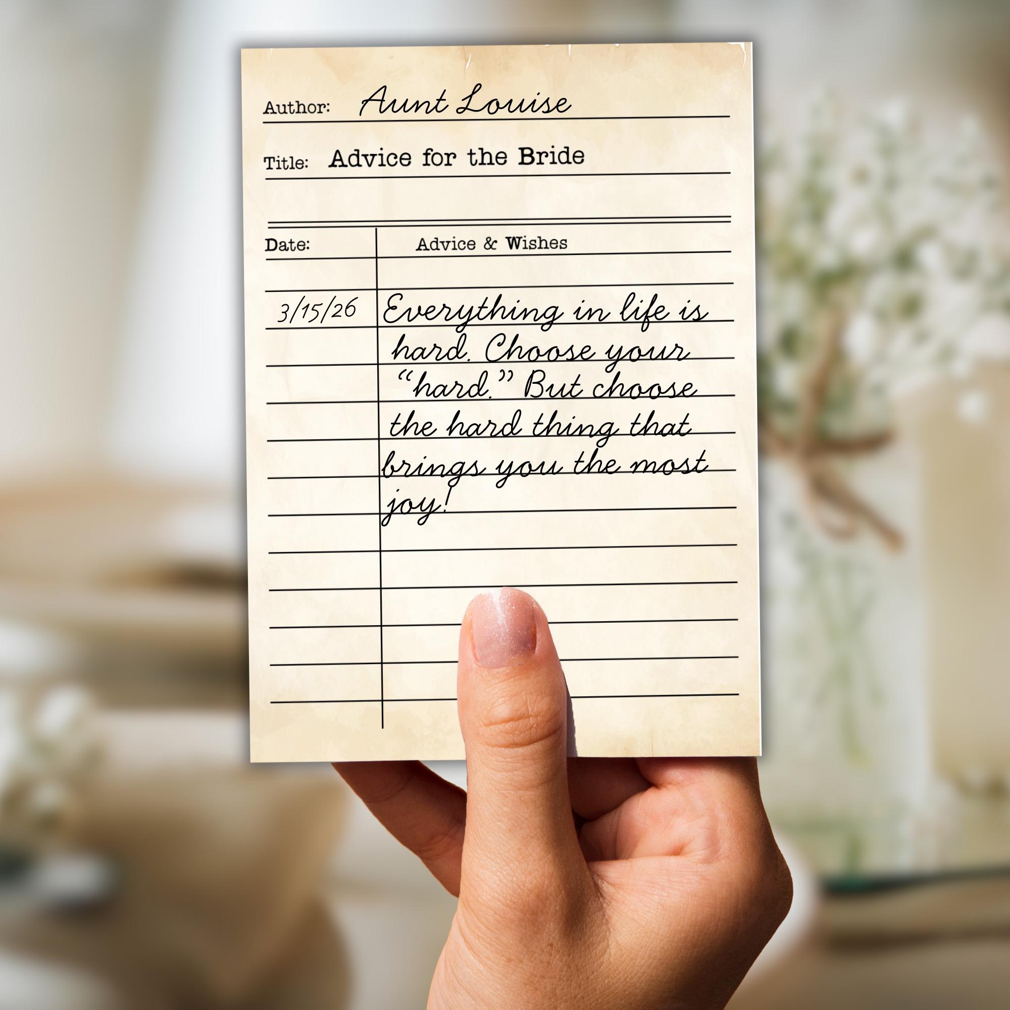 Advice and Wishes for the Bride Book Club Shower Activity Retro Vintage ...