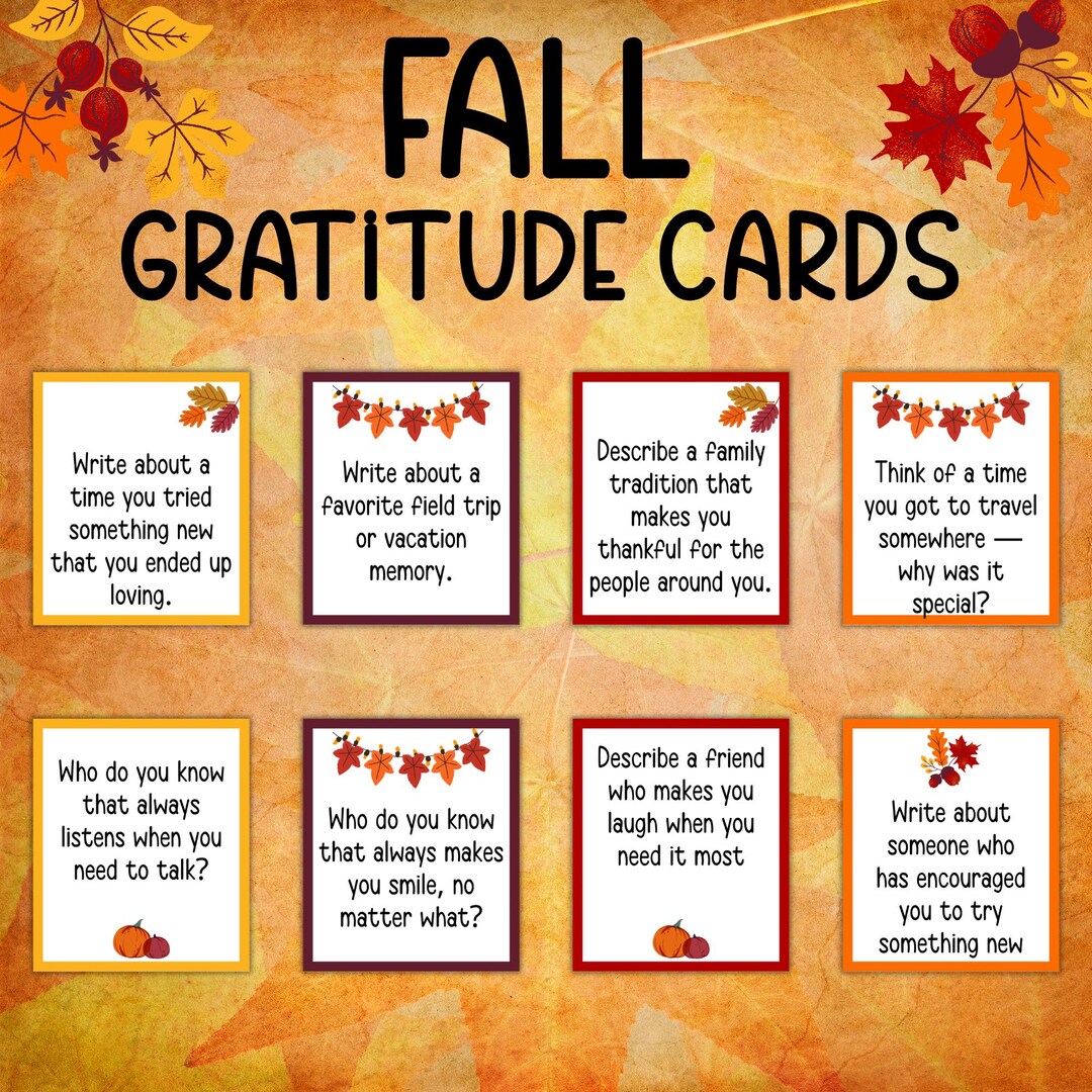 Gratitude Prompts Questions for Kids Autumn Thanksgiving Kid Activity ...