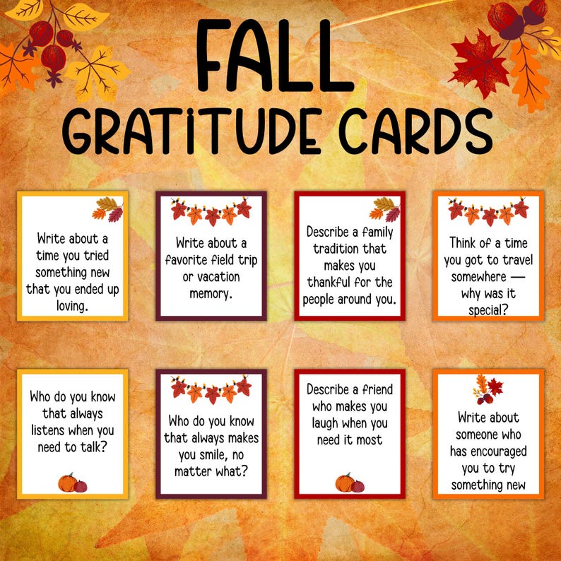 Gratitude Prompts Questions for Kids Autumn Thanksgiving Kid Activity ...