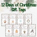 12 Days of Christmas Gift Tags Advent Calendar Christmas Countdown ...