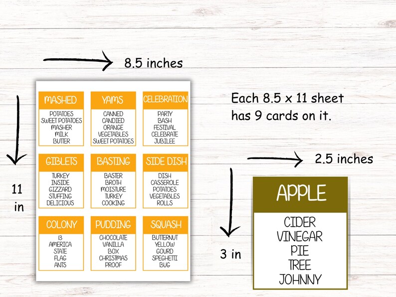 Thanksgiving Taboo Family Game, Thanksgiving Game Cards, Family ...