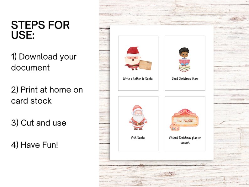 Advent Activity Cards, Advent Calendar Activity Cards, Christmas ...