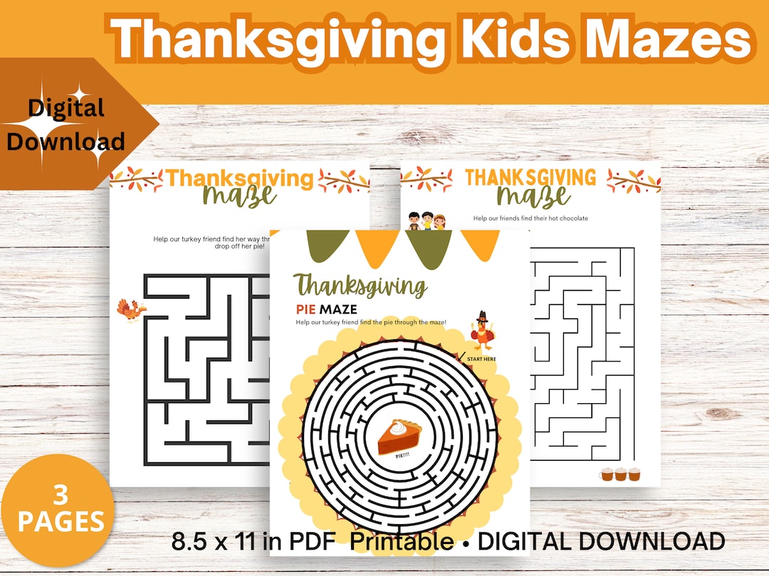 Thanksgiving Mazes, Thanksgiving Activity, Thanksgiving Games for Kids ...