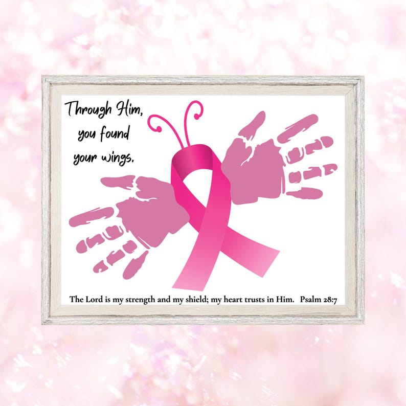 Breast Cancer Printable Butterfly Handprint Art Craft Gift for Survivor ...