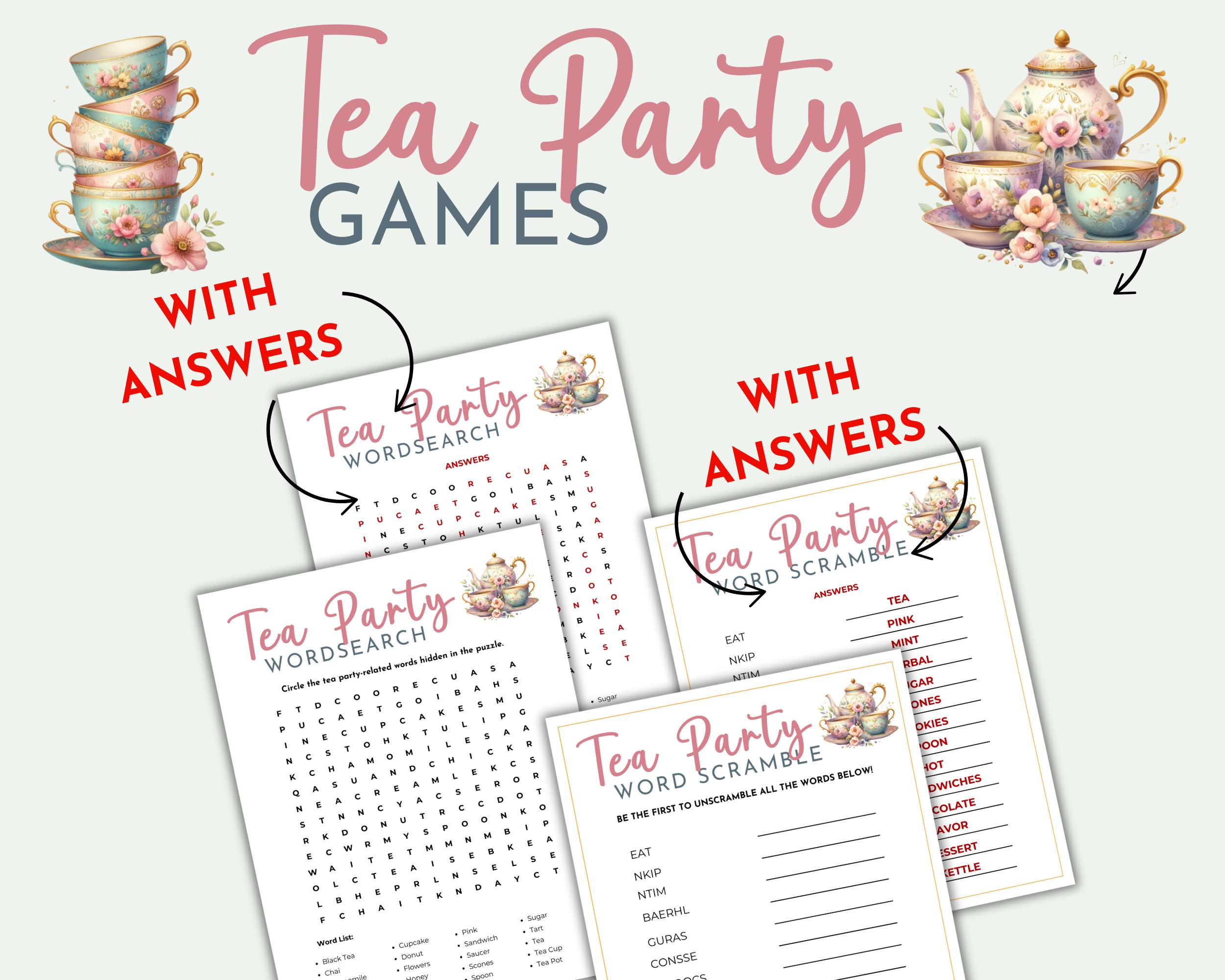 Tea Party Games Bundle for Ladies Tea Party and Kids Tea Party Games ...