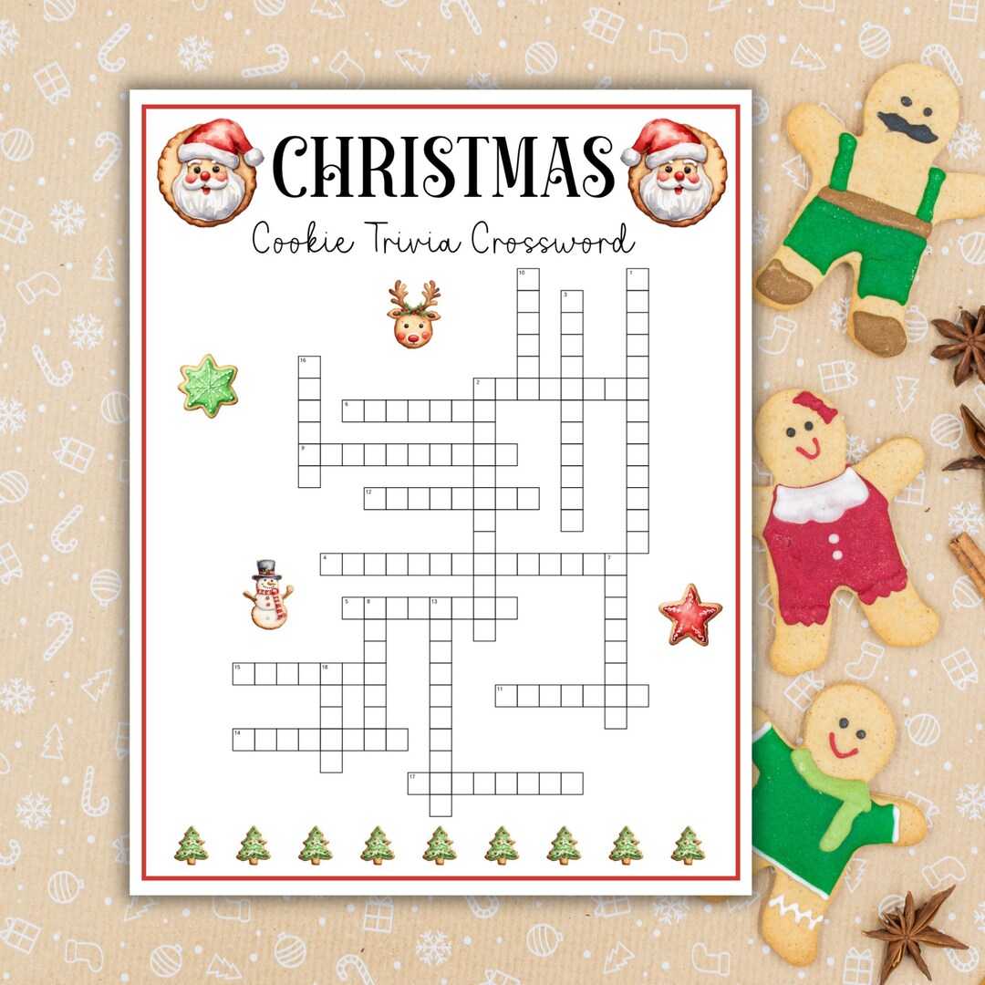 Christmas Cookie Trivia Matching Game Christmas Cookie Crossword Puzzle ...