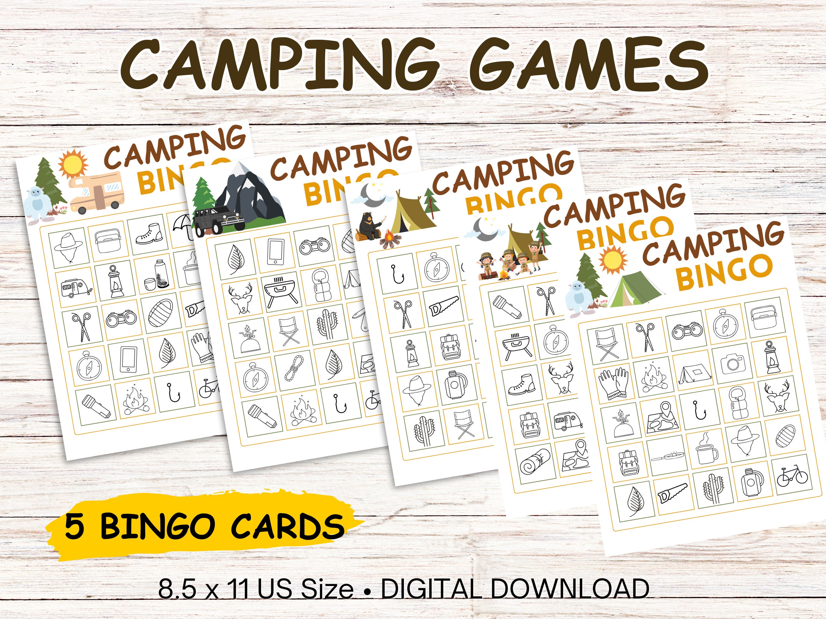 Kids Camping Games Printable, Camping Games Bundle, Camp Games, Camping ...