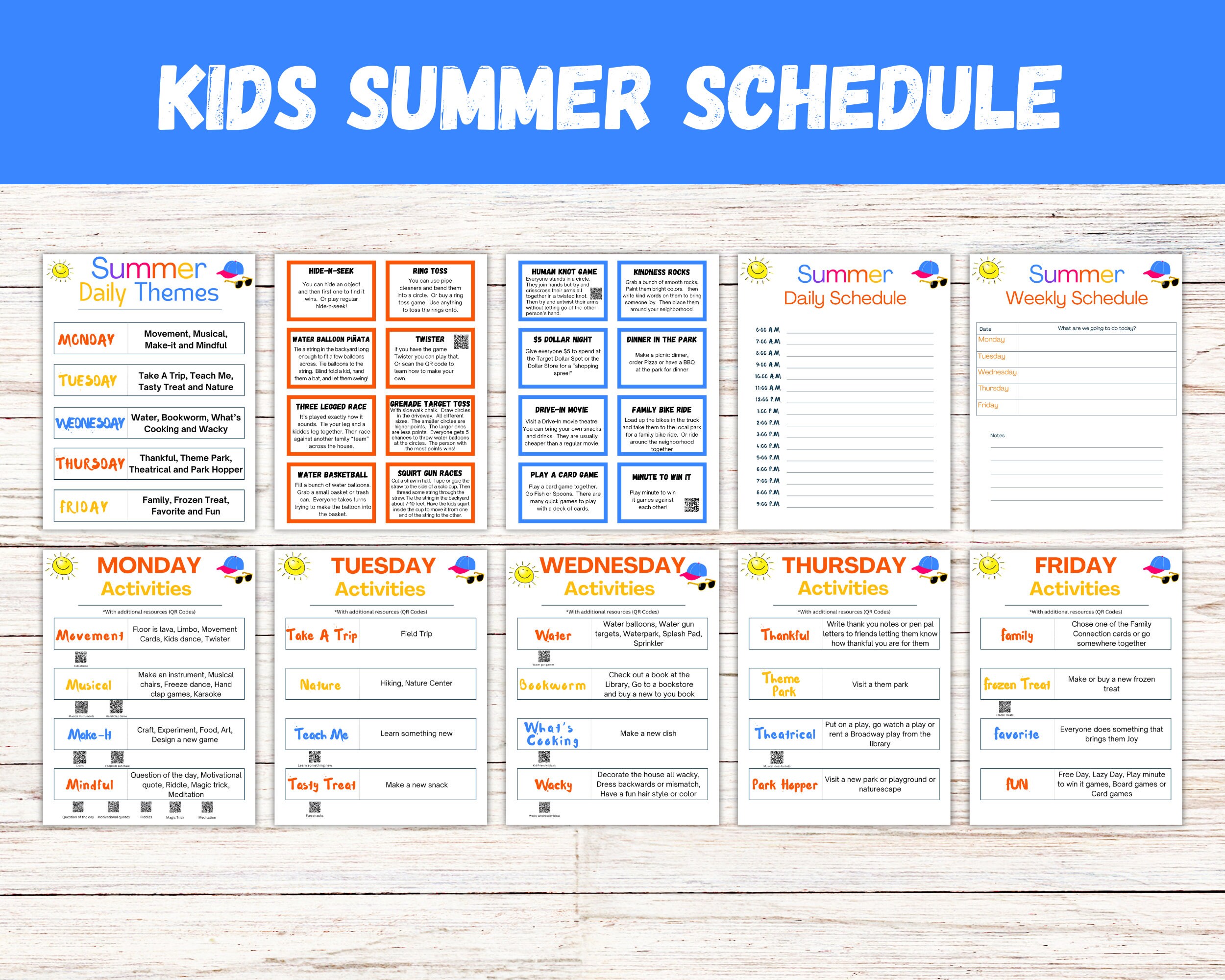 Kids Summer Schedule, Summer Planner, Summer Camp at Home, Summer ...
