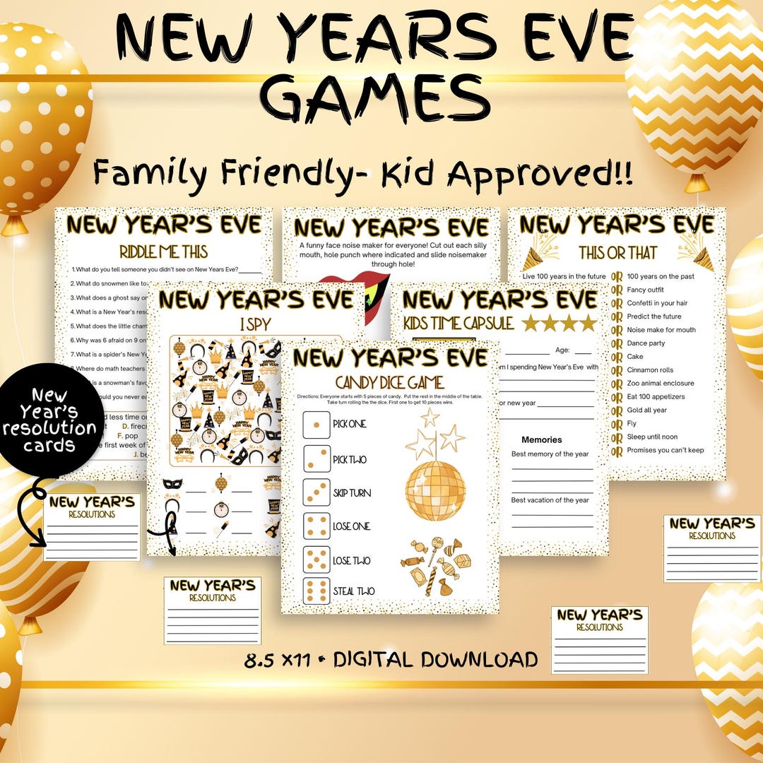 Kids New Years Eve Bundle 2025 New Years Eve Family Party Games for ...