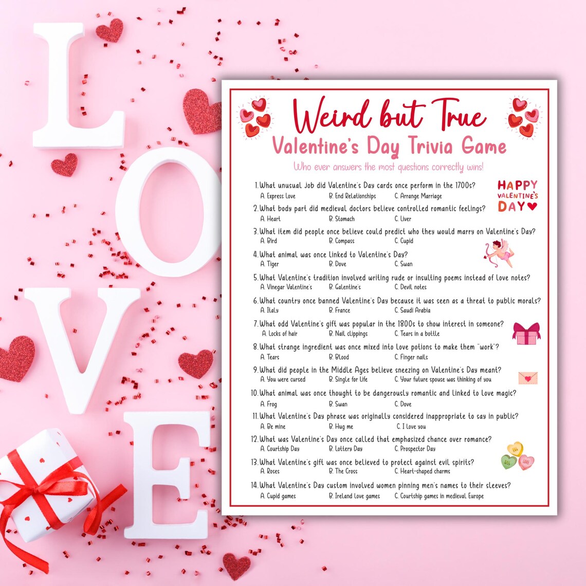 Valentine's Day Trivia Game Fun Facts Trivia Quiz Weird but True ...