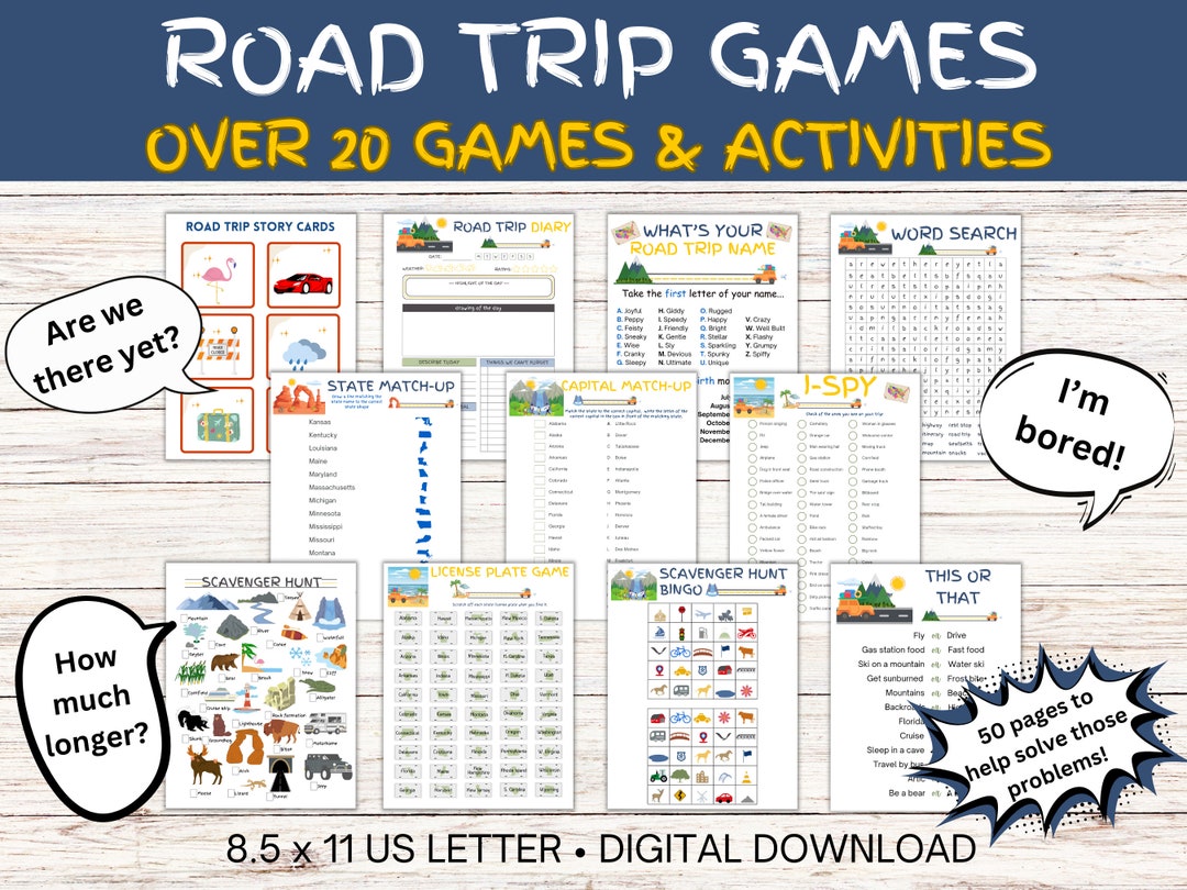 Road Trip Games for Kids, Printable Road Trip Games, Family Road Trip ...
