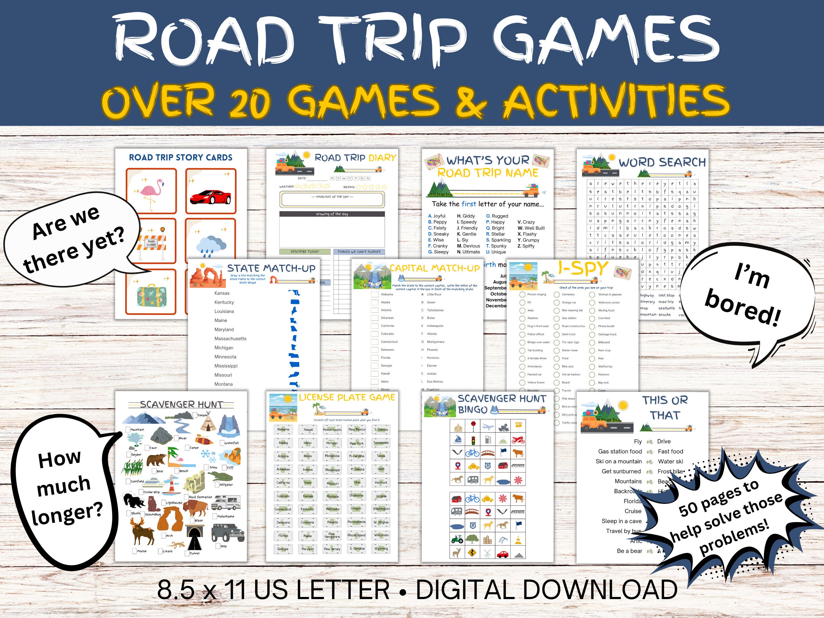 Road Trip Games for Kids, Printable Road Trip Games, Family Road Trip ...