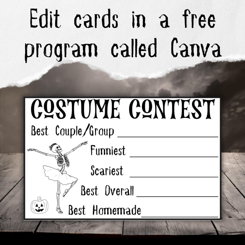 Halloween Costume Contest Voting Cards Costume Competition Best Costume ...