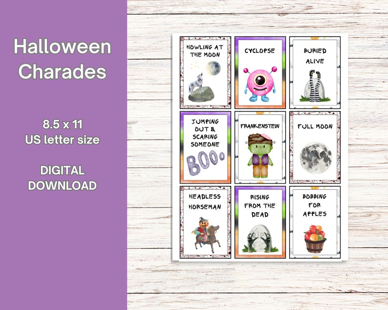 Halloween Charades, Halloween Party Games, Charades Printable, Kids ...