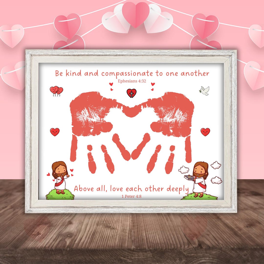 Christian Valentine Handprint Art Keepsake Kids Sunday School Valentine ...