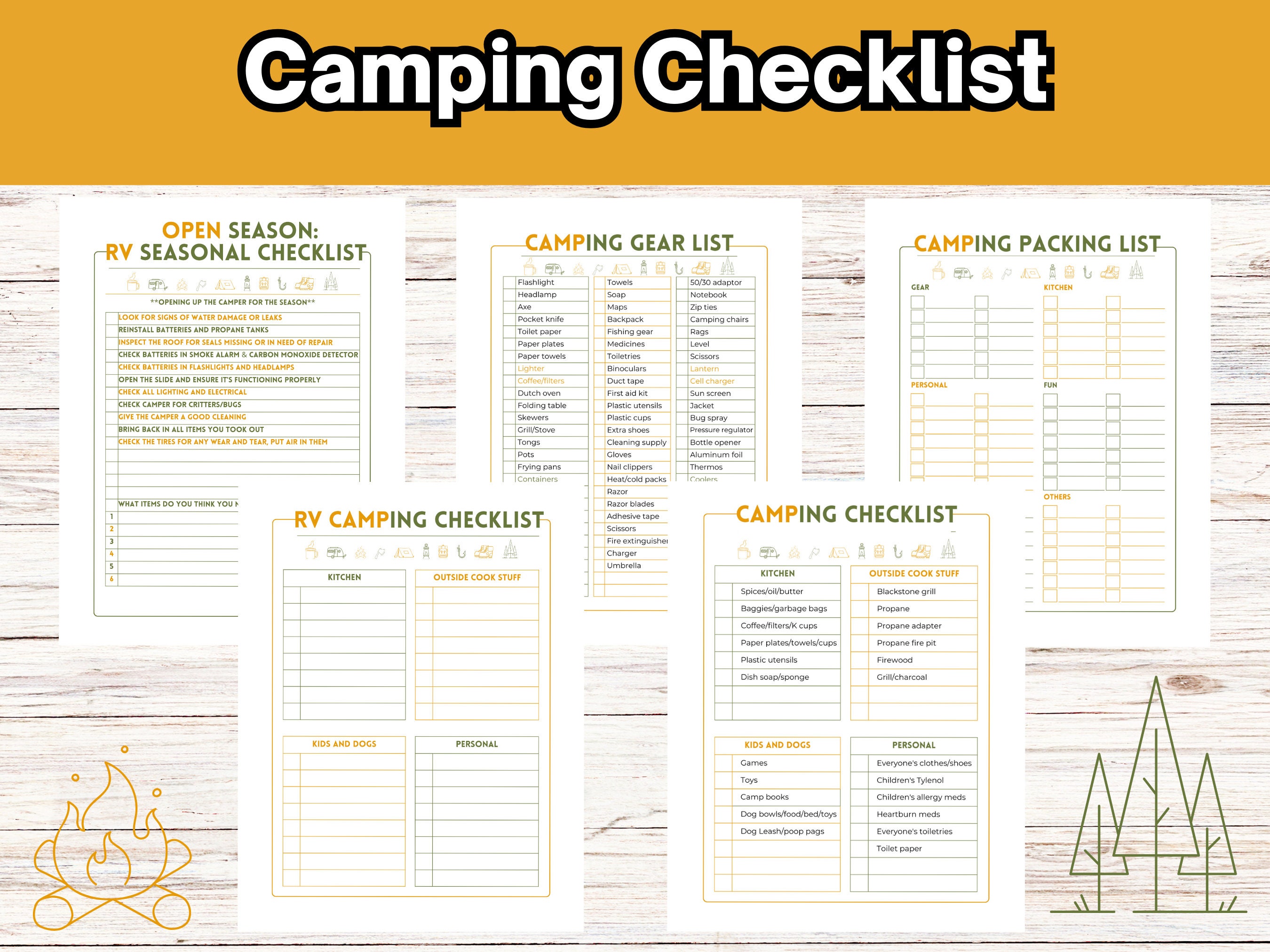 Camping Checklist, Camping Planner, Camping Packing Checklist, Rv ...
