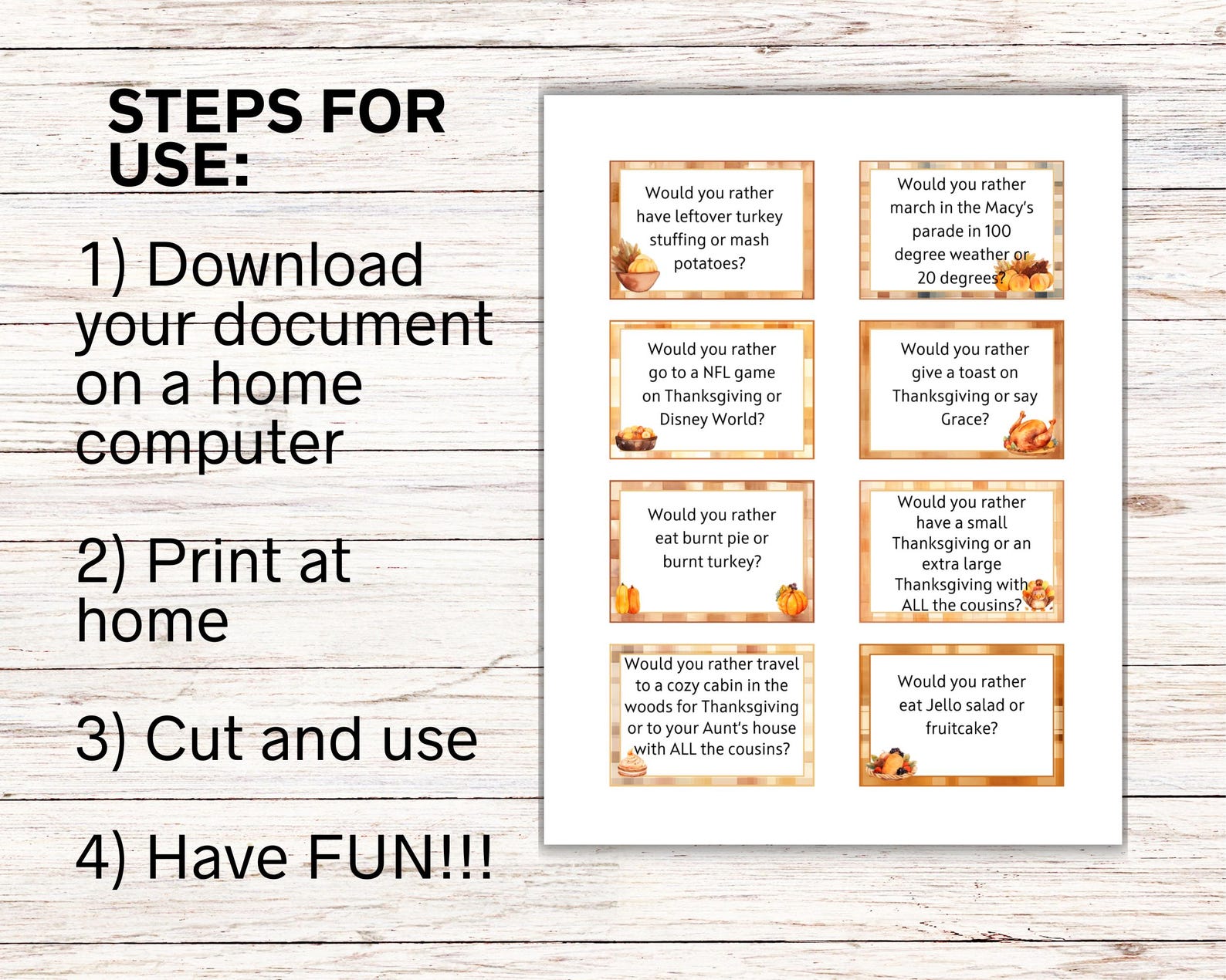 Thanksgiving Conversation Starter Cards, Thanksgiving Dinner Icebreaker ...