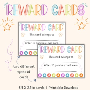 Homeschool Reading Resource Reward Behavior Cards Reward System Chore ...