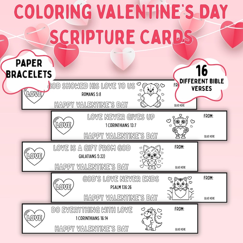 Bible Verse Valentines Day Paper Friendship Bracelets Godly Valentines ...
