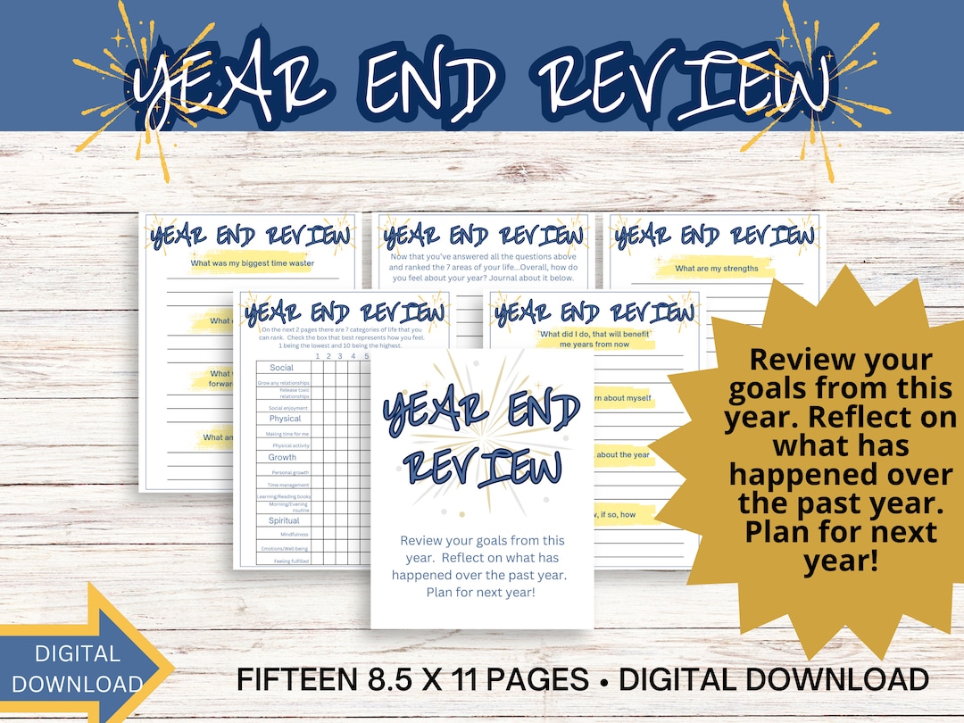 Year End Review, Year End Reflection Questions, Year End Review Journal ...