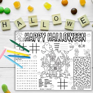 Halloween Placemat, Halloween Coloring Activity Placemat, Halloween ...