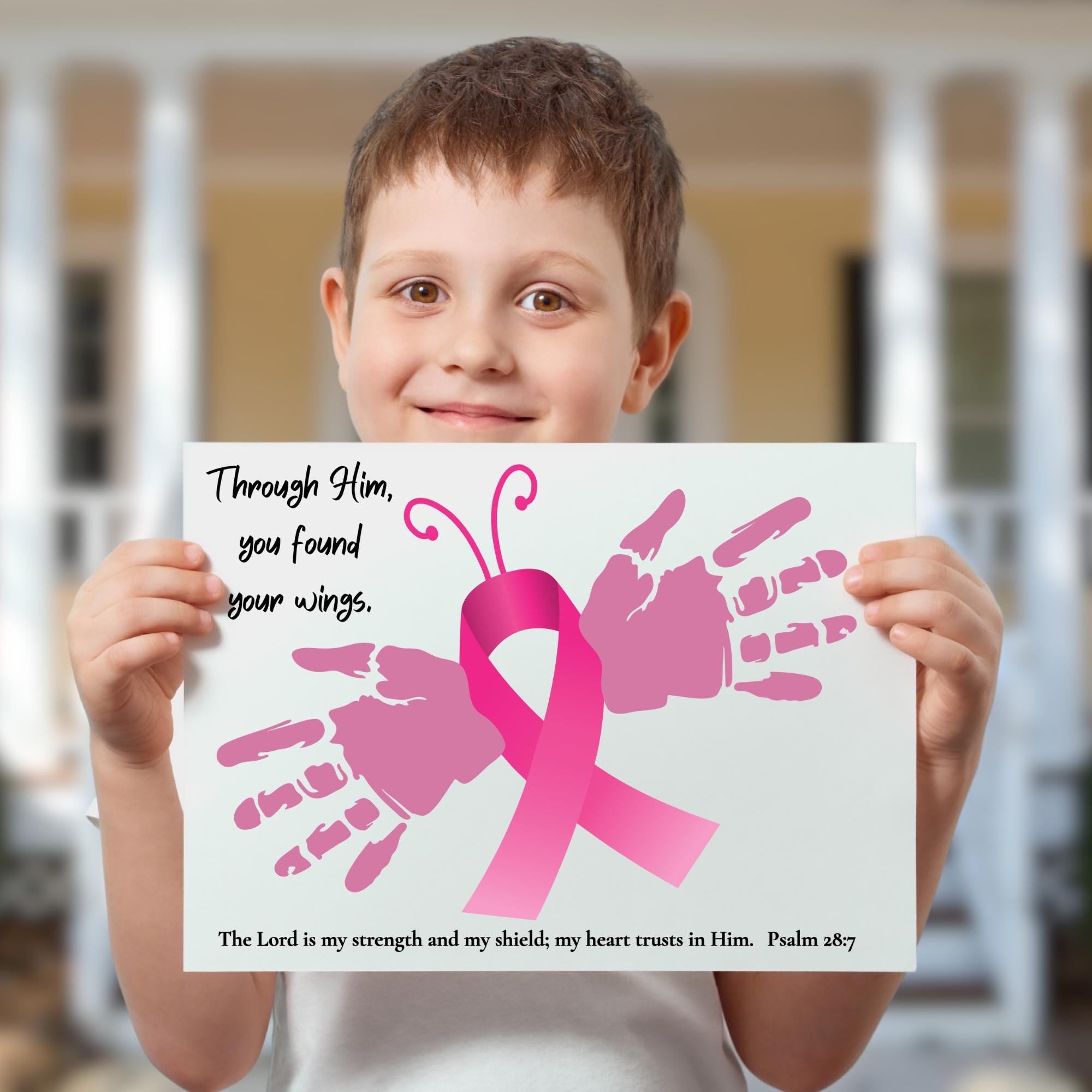 Breast Cancer Printable Butterfly Handprint Art Craft Gift for Survivor ...
