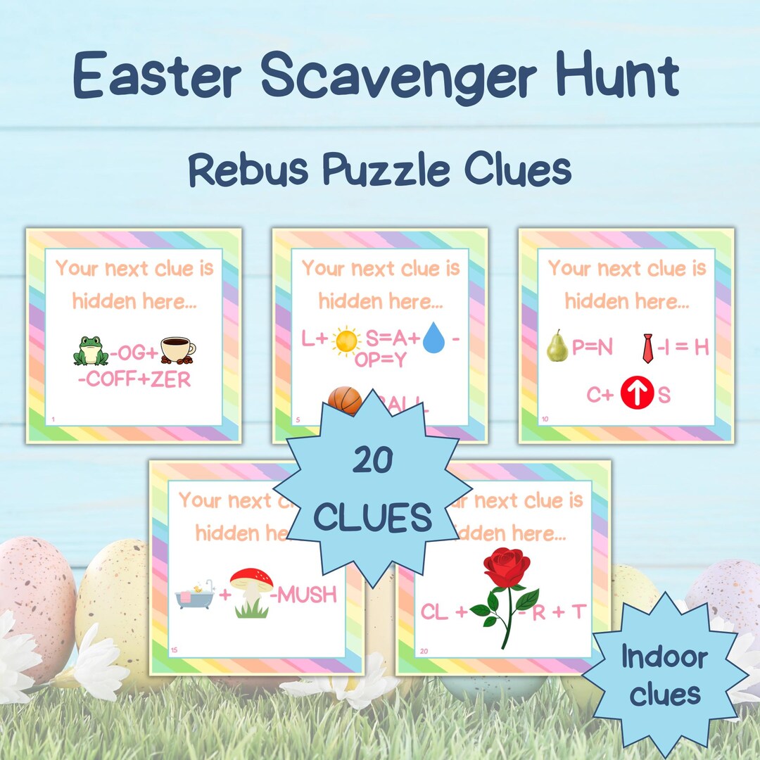 Indoor Easter Treasure Hunt Easter Clues Game Teen Tween Scavenger Hunt ...
