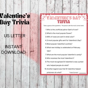Valentine Trivia Game for Kids Valentine Party Trivia Valentines Day ...