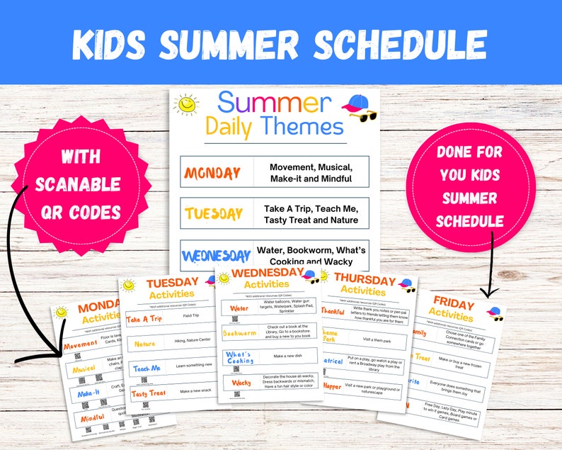 Kids Summer Schedule, Summer Planner, Summer Camp at Home, Summer ...