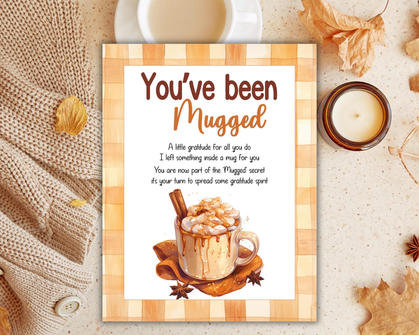 You've Been Mugged Fall Printable Gift Exchange Game, Thanksgiving Game ...