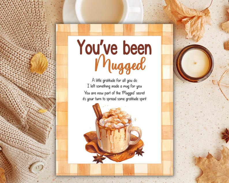 You've Been Mugged Fall Printable Gift Exchange Game, Thanksgiving Game ...
