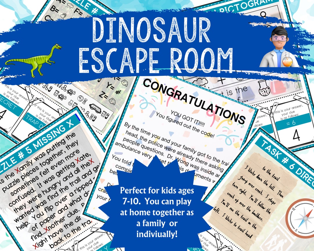 Escape Room for Kids, Printable Escape Room Kit, Dinosaur Escape Room ...