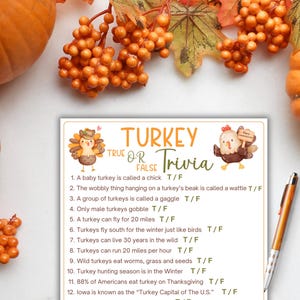 Turkey Trivia, Thanksgiving Trivia Game, Classroom Games, Turkey Quiz ...