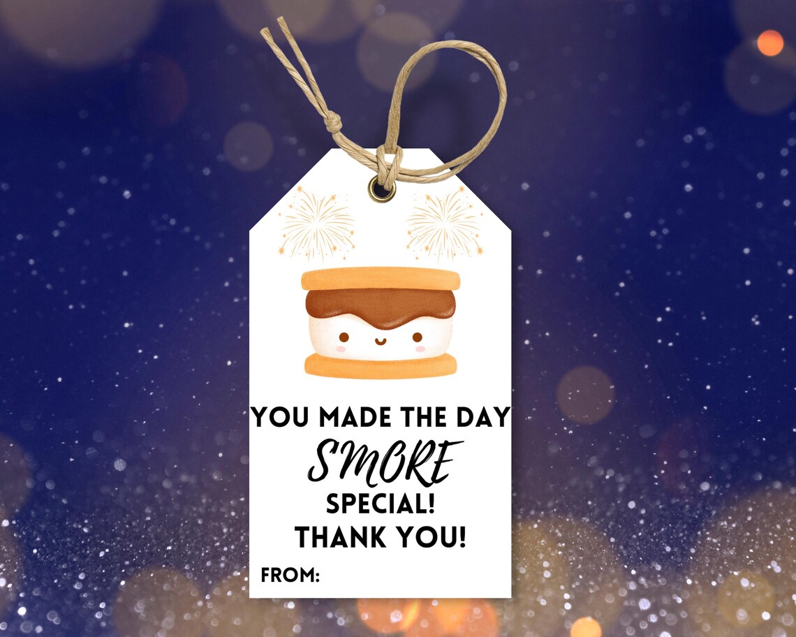 Smores Gift Tag Smores Favor Teacher Nurse Appreciation Printable ...