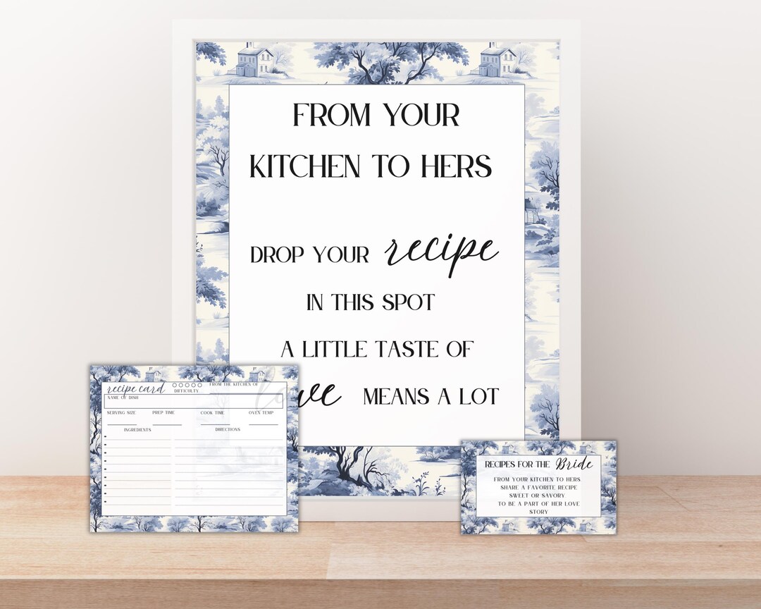 Recipe Cards for Bride Bring A Recipe Card Printable Bridal Shower Sign ...