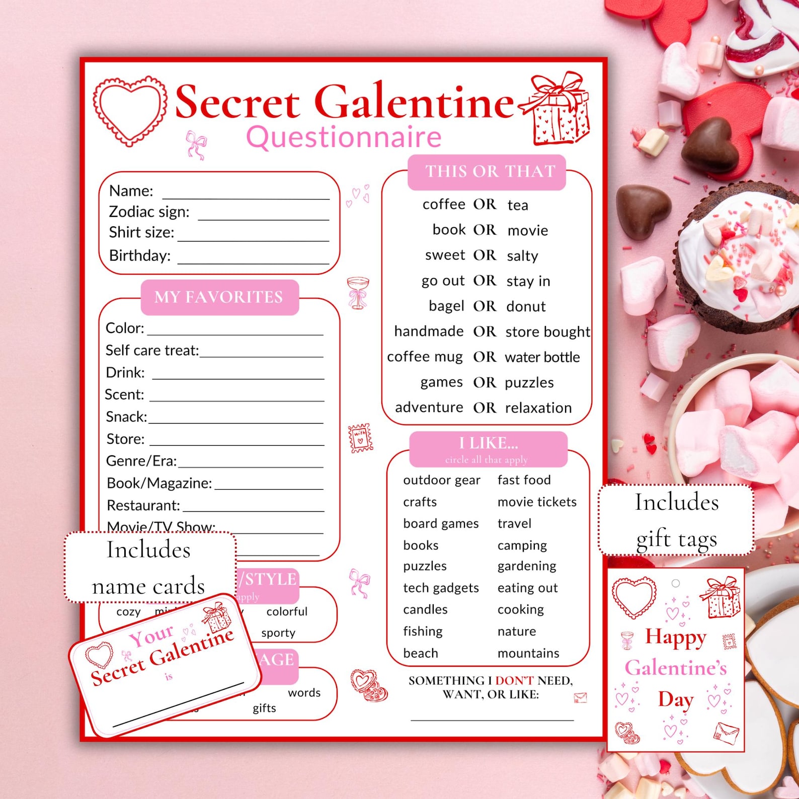 Galentine Gift Exchange Secret Valentine Gift Questionnaire All About ...