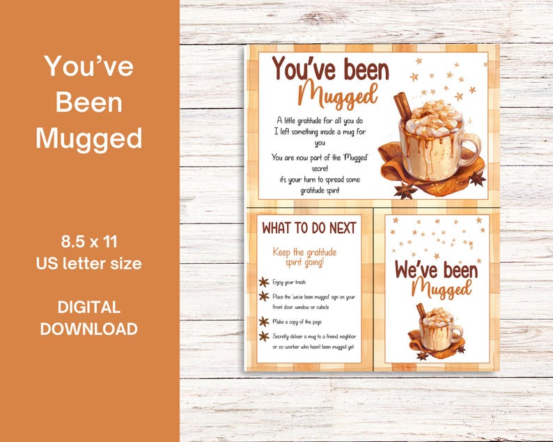 You've Been Mugged Fall Printable Gift Exchange Game, Thanksgiving Game ...