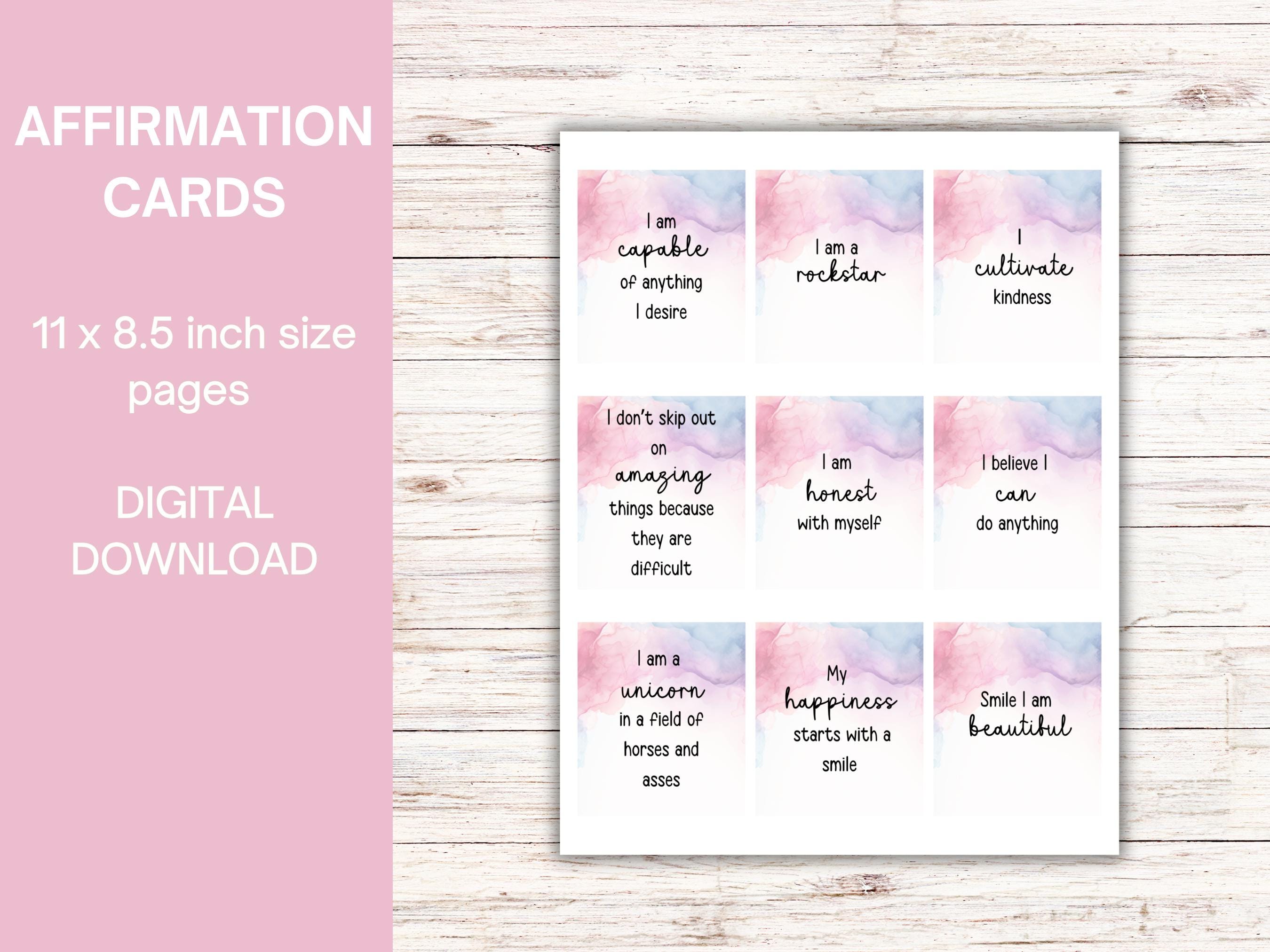 Positive Affirmation Cards Printable Vision Board Manifesting Kit ...