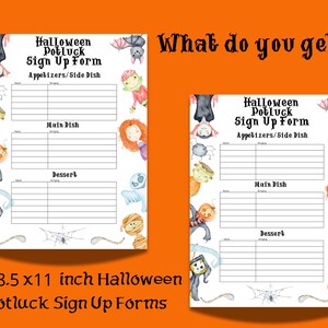 Halloween Potluck Sign up Sheet, Halloween Party Potluck Form ...
