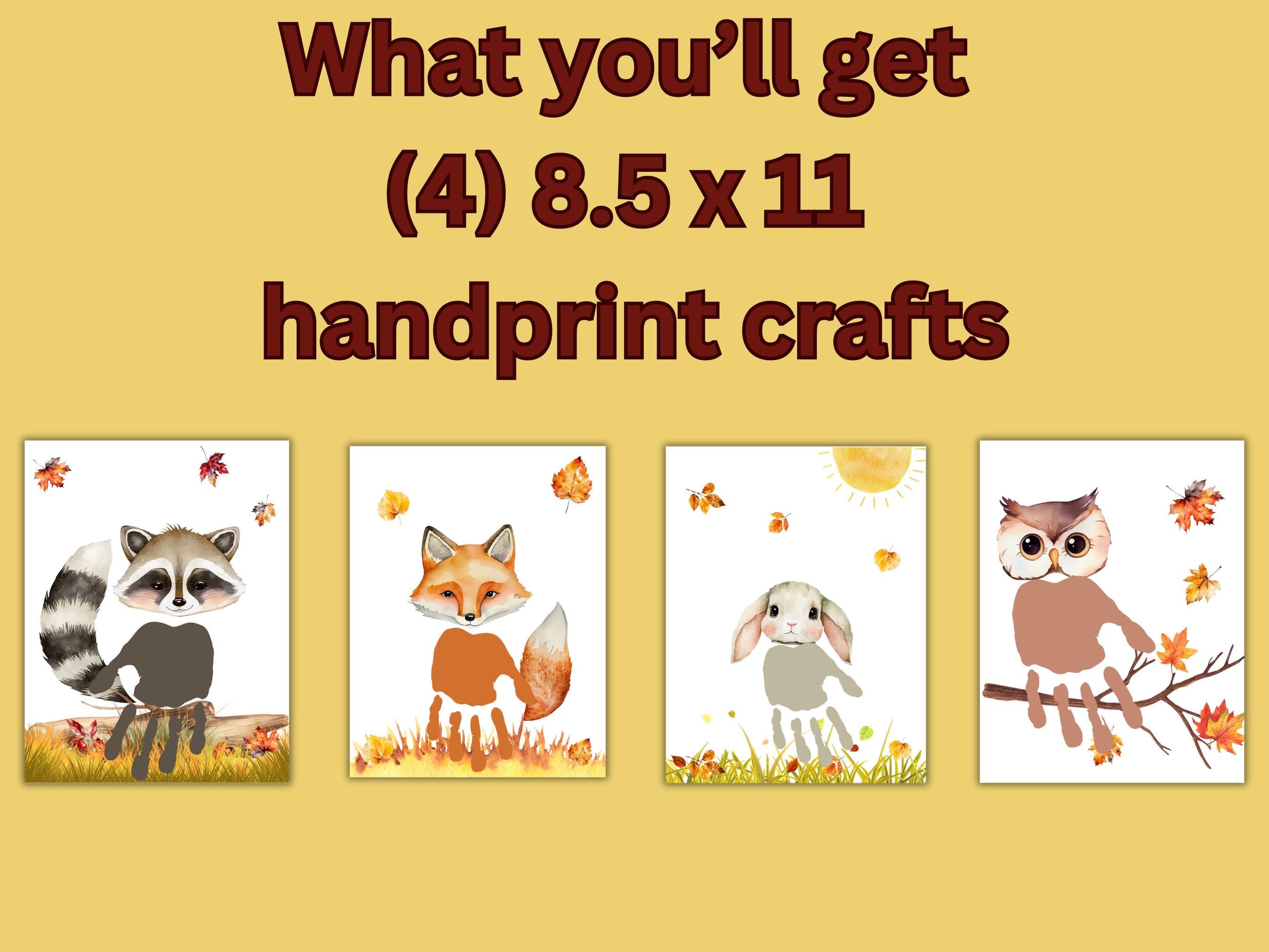 Fall Handprint Art, Woodland Animal Handprint Craft Preschool Activity ...