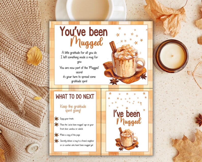 You've Been Mugged Fall Printable Gift Exchange Game, Thanksgiving Game ...