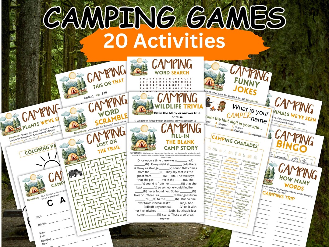 Kids Camping Games Bundle Summer Activities Camping Bingo Camping ...