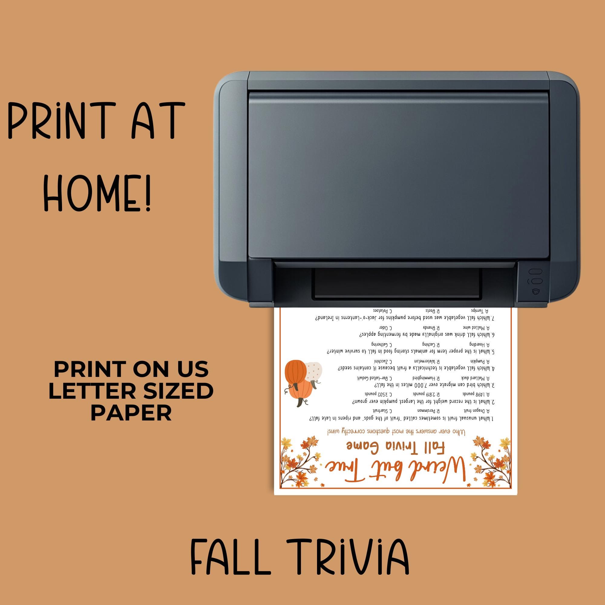 Fun Facts Fall Autumn Trivia Game Friendsgiving Trivia for Adults ...