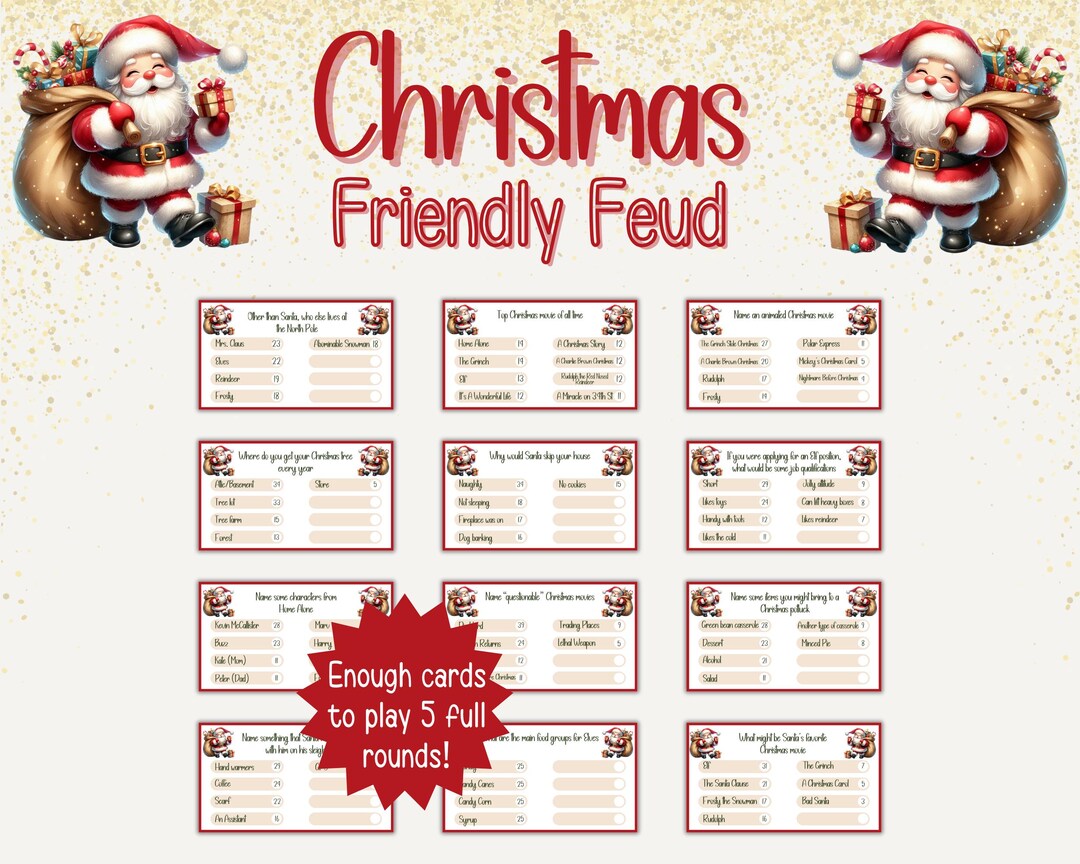 Christmas Friendly Feud, Christmas Feud, Christmas Party Group Game ...