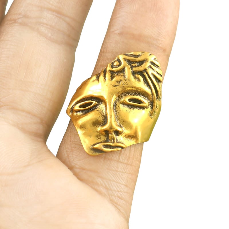 Ancient Greek Face Ring - Etsy